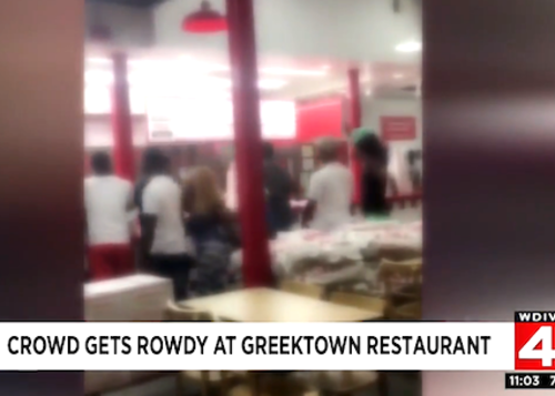 Deadline Detroit | Video: Rowdy Men Wreak Havoc at 5 Guys In Greektown